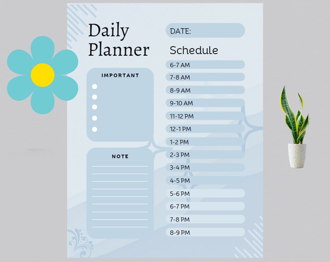 Daily Planner Printable | Daily Planner Template | Daily Planner ...