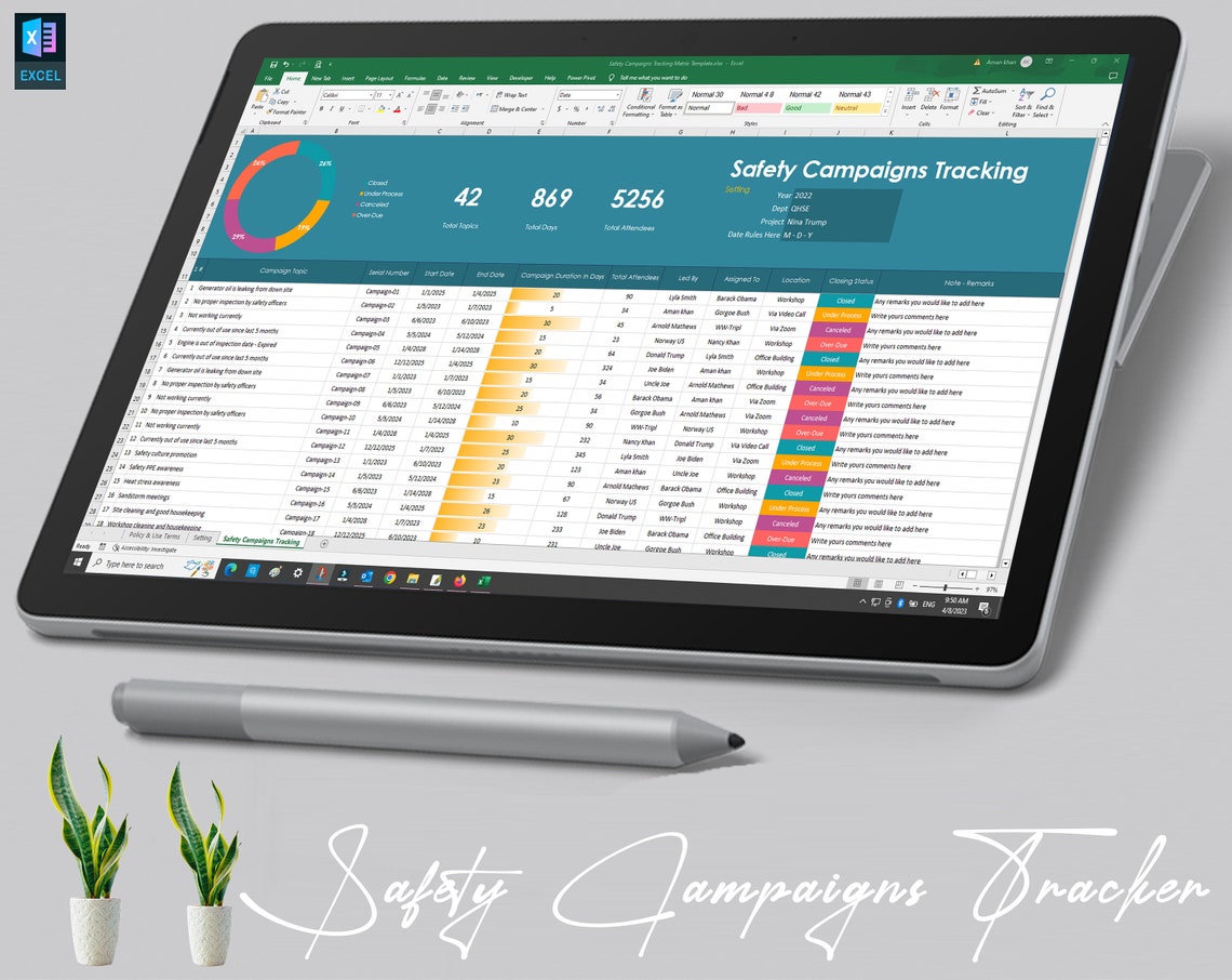 HSE Campaigns Tracking Matrix Template Safety Campaigns Safety Forms ...