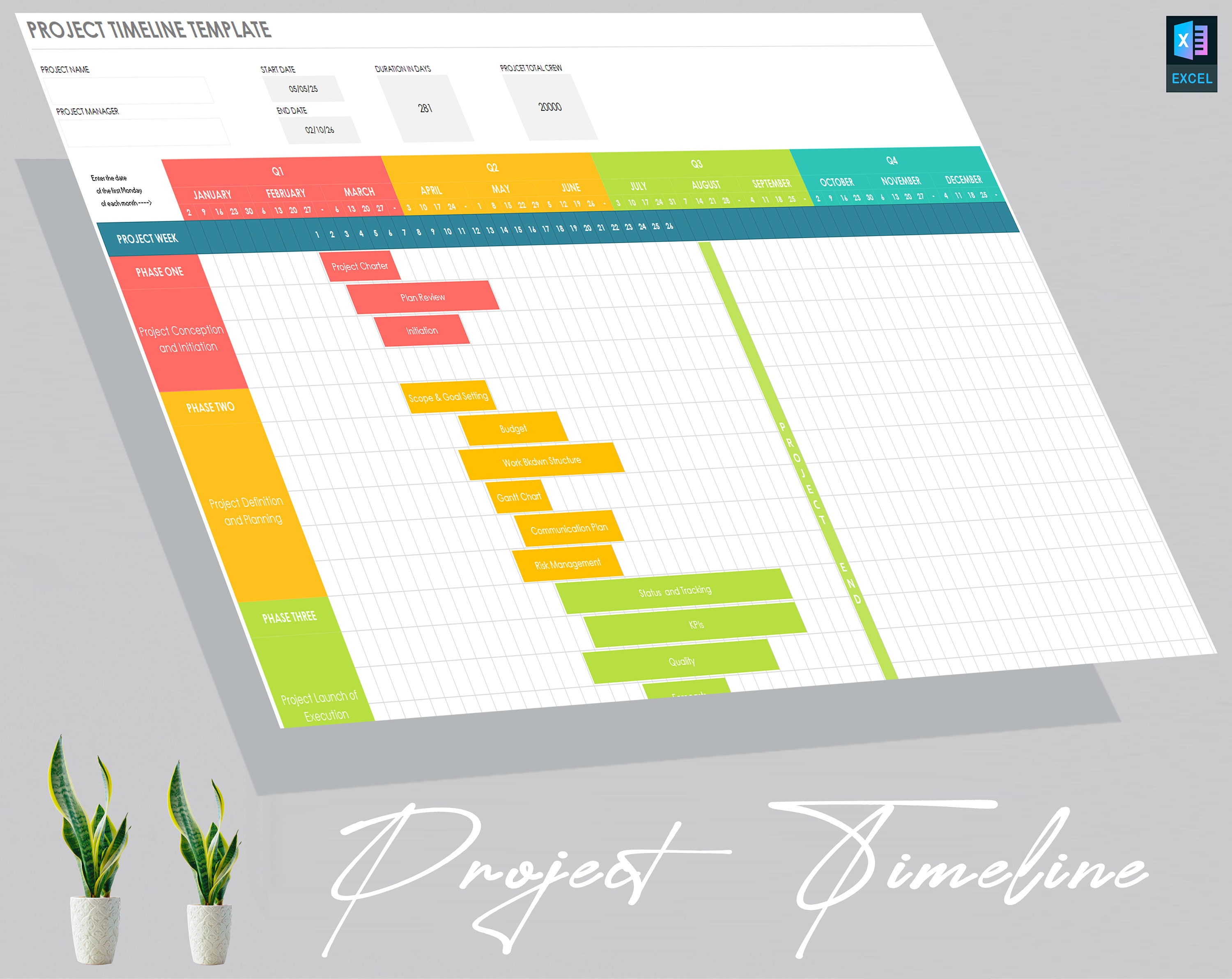 Project Timeline Template | Project Management System | Project ...