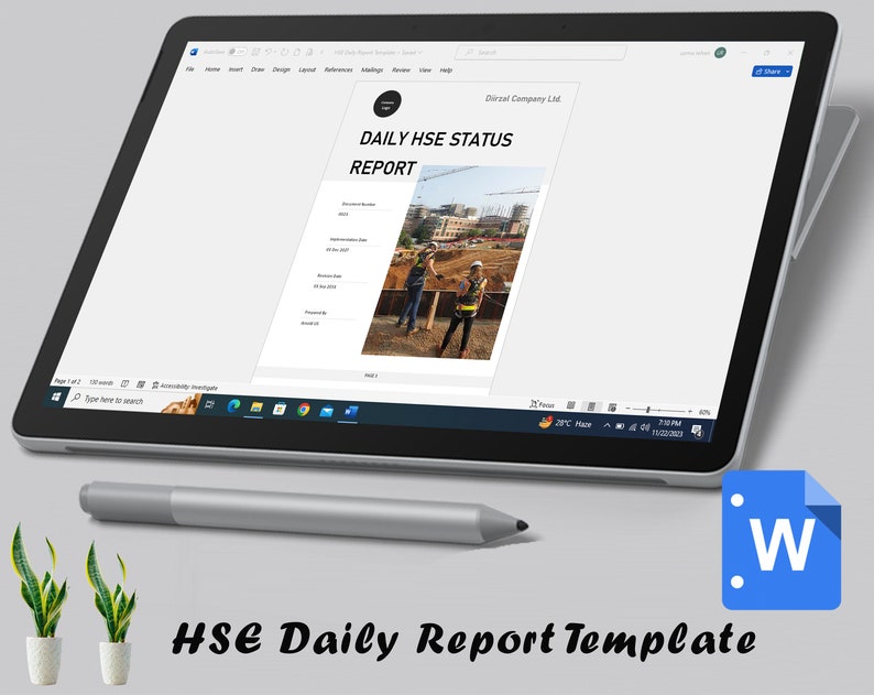 HSE Daily Report Template | Health and Safety | HSE Manager | Safety ...