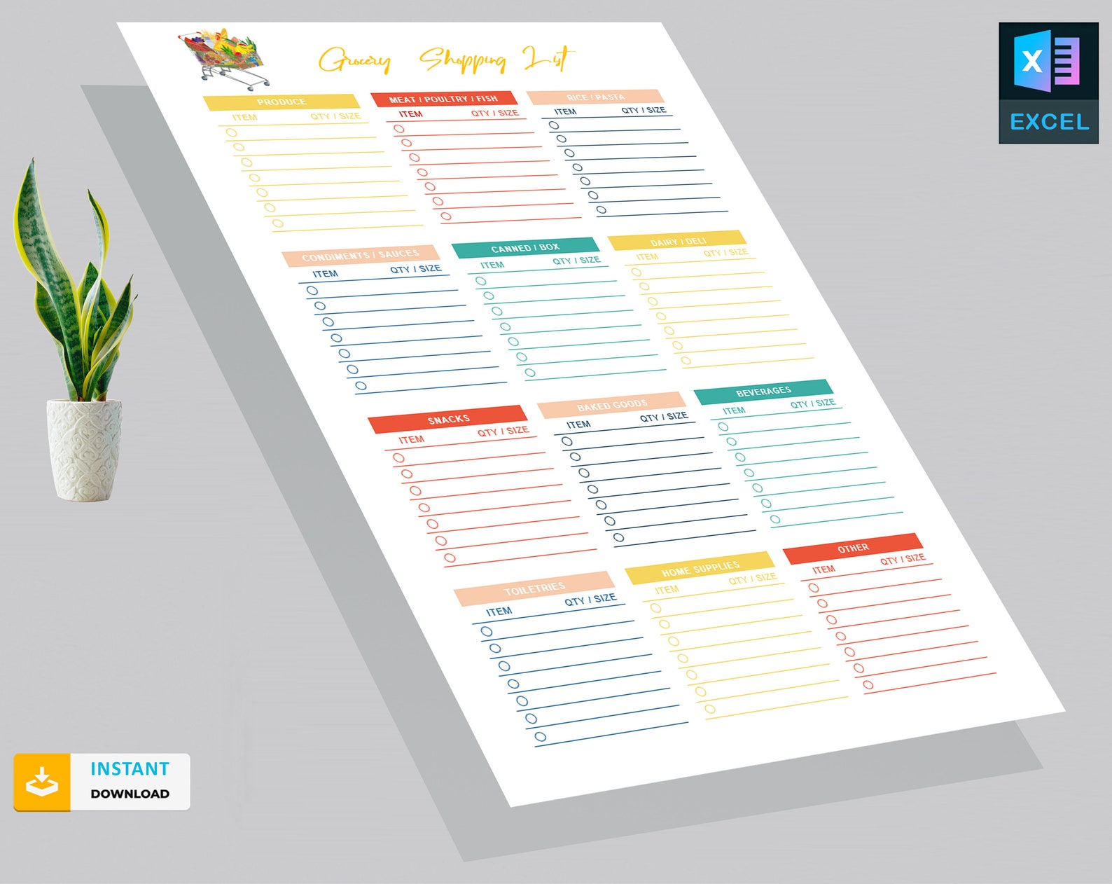 Grocery List Template | Grocery Planner | Grocery List Printable ...