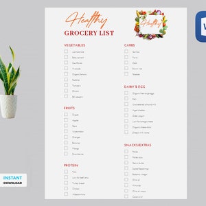 Healthy Grocery List Template Printable | Grocery List Notepad ...