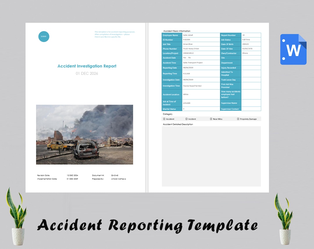 Accident Investigation Form Template | Incident Report Form | Health ...