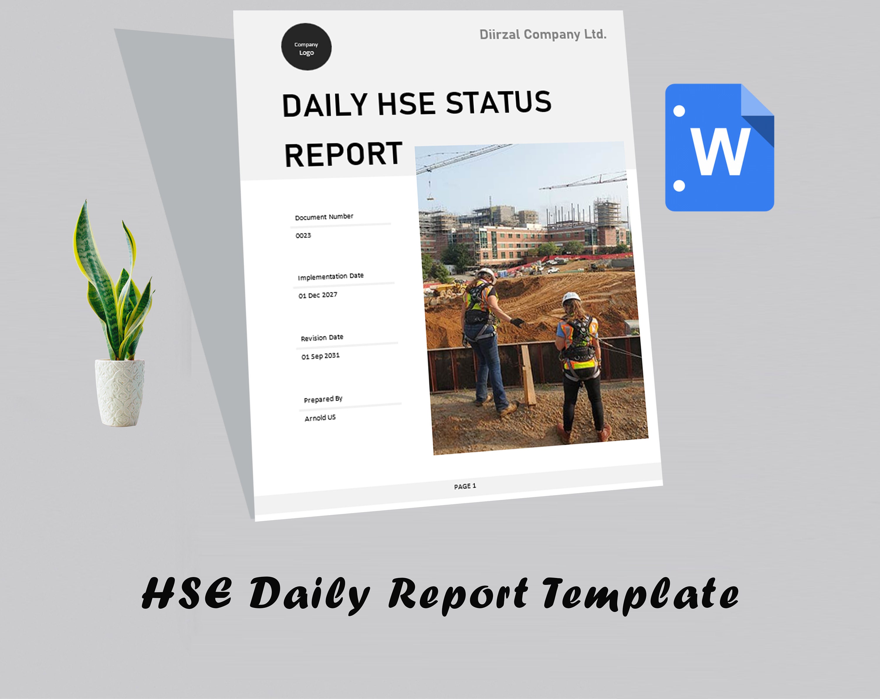 HSE Daily Report Template | Health and Safety | HSE Manager | Safety ...