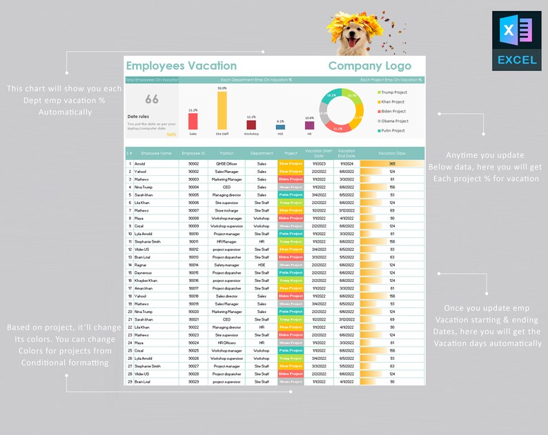 Employees Vacation Planning Template | Human Resources Form | HR ...