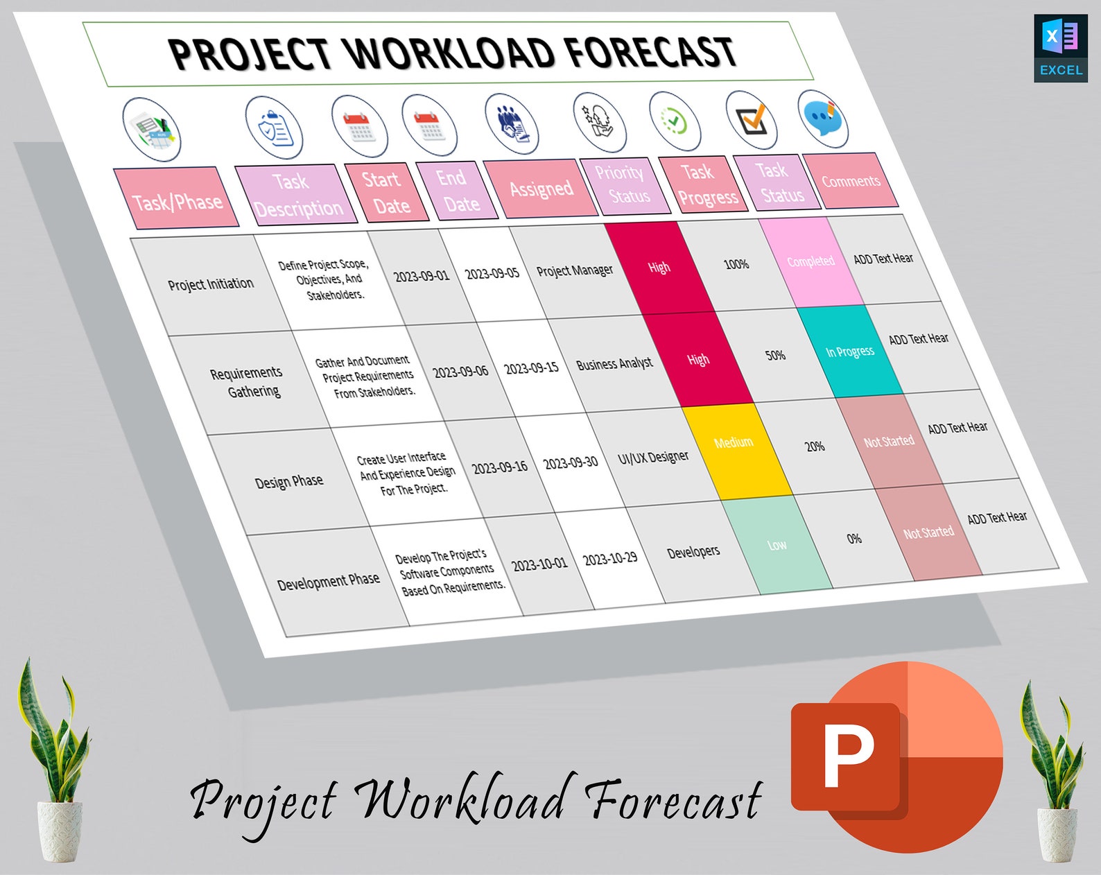 Project Workload Forecast Template | Project Management | Work Task ...
