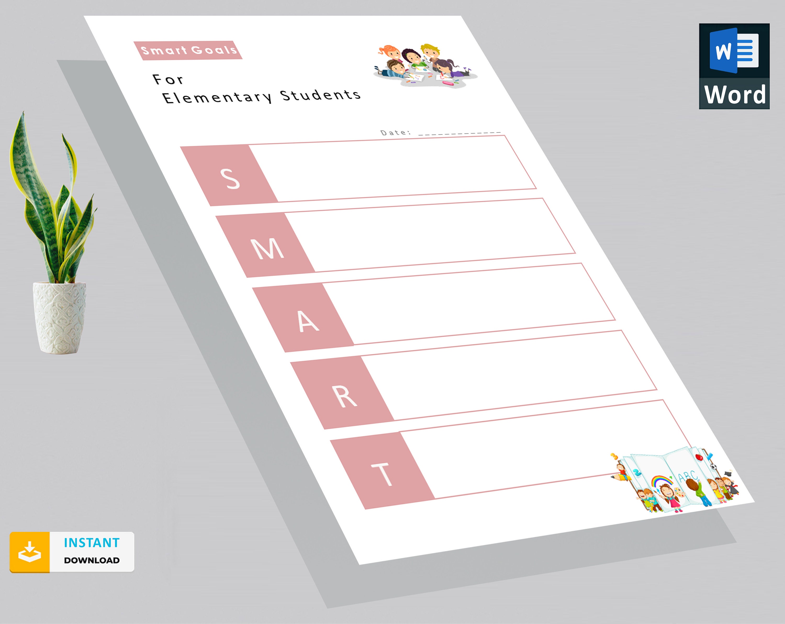 Elementary School Student SMART Goals Template Student Digital Planner ...