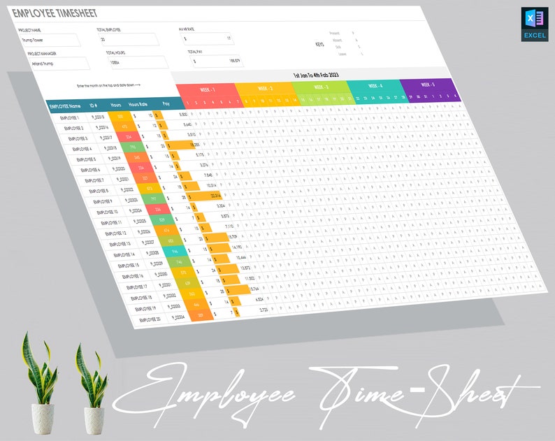Employees Timesheet Template | Timesheet Template | Employee Time ...
