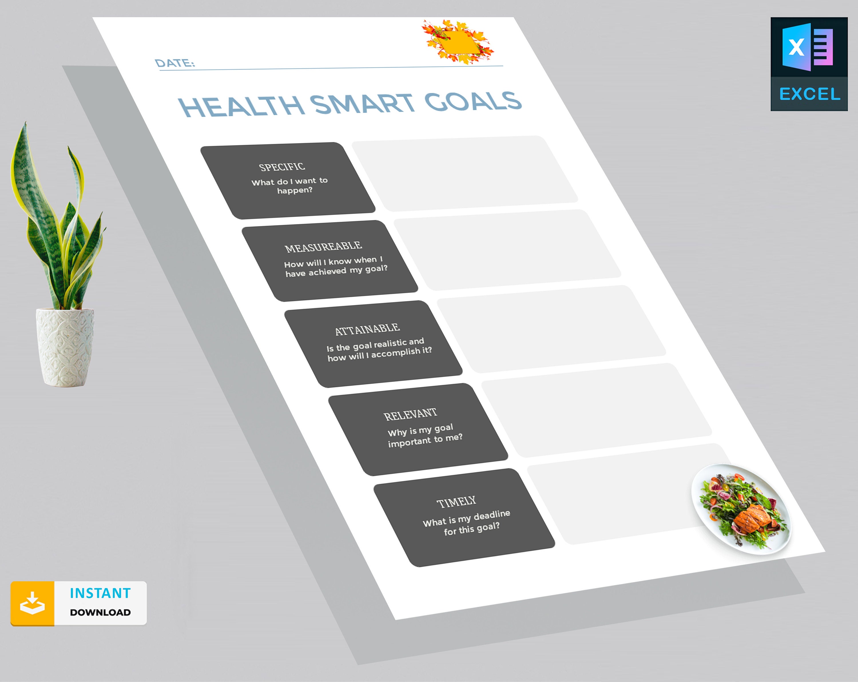 Health SMART Goals Template Heath Goals Health Planner Personal Health ...