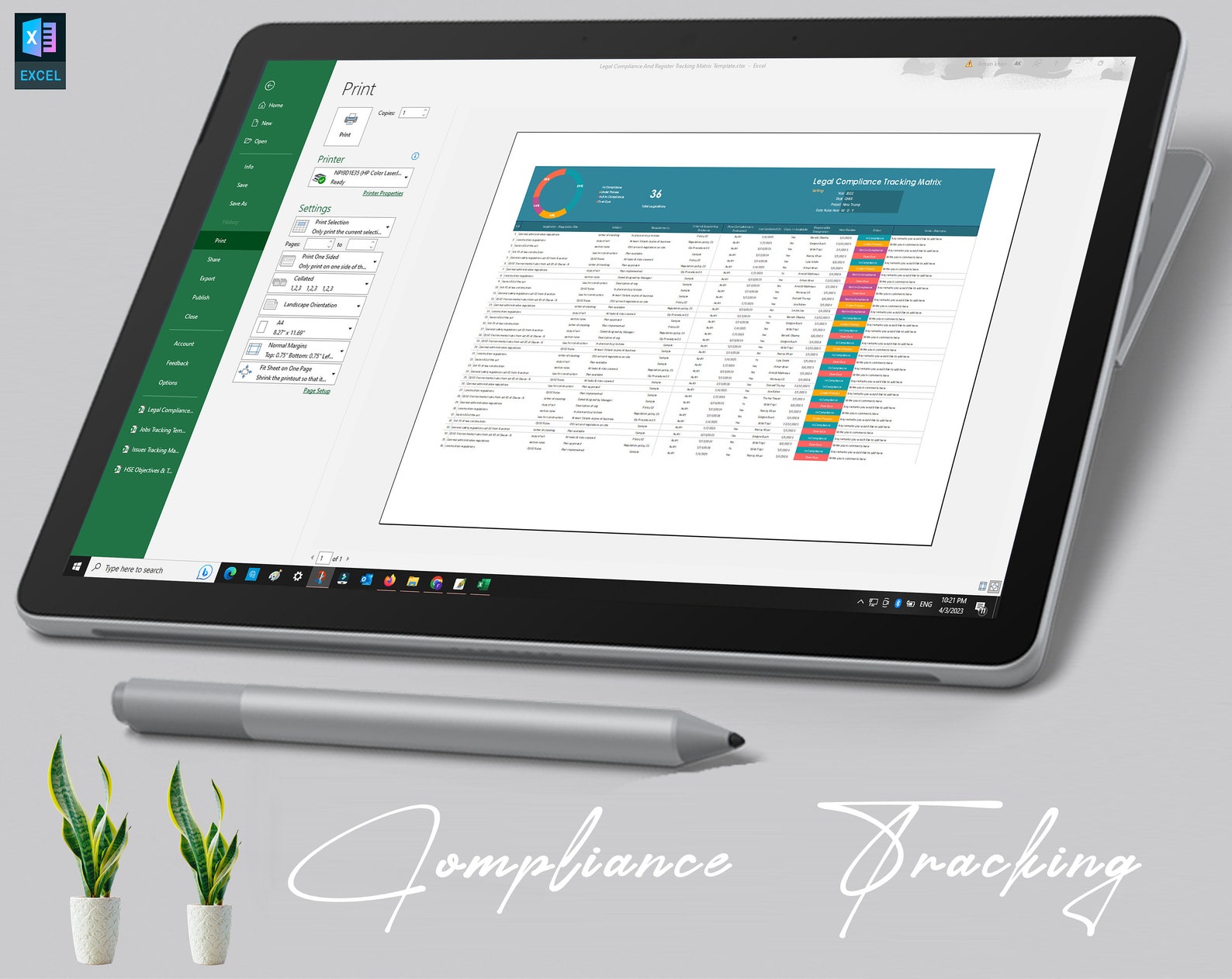 Legal Compliance Tracking Matrix Template | Legal Legislations Tracker ...