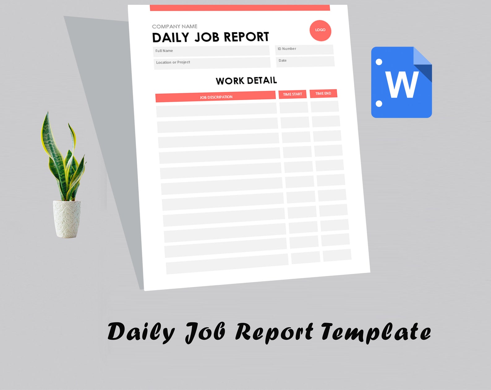 Printable Daily Job Report Template | Daily Productivity | Daily Work ...