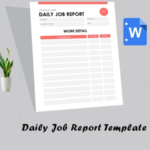 Printable Daily Job Report Template | Daily Productivity | Daily Work ...