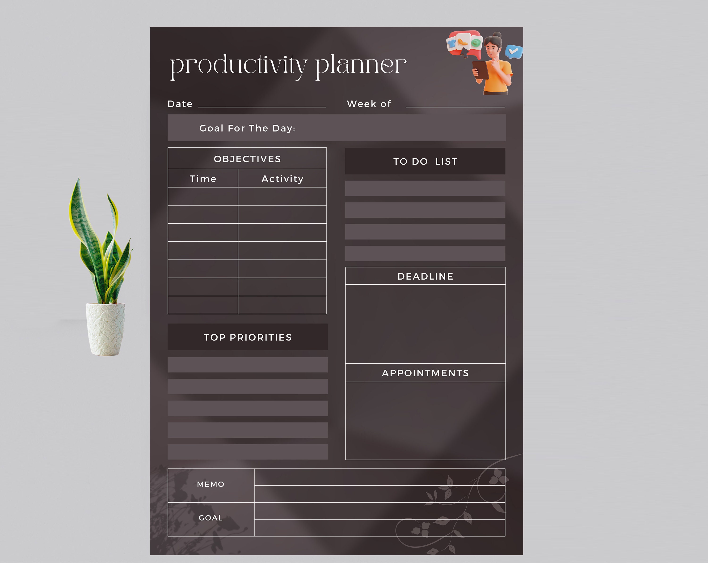 Productivity Planner Printable Productivity Digital Planner ...