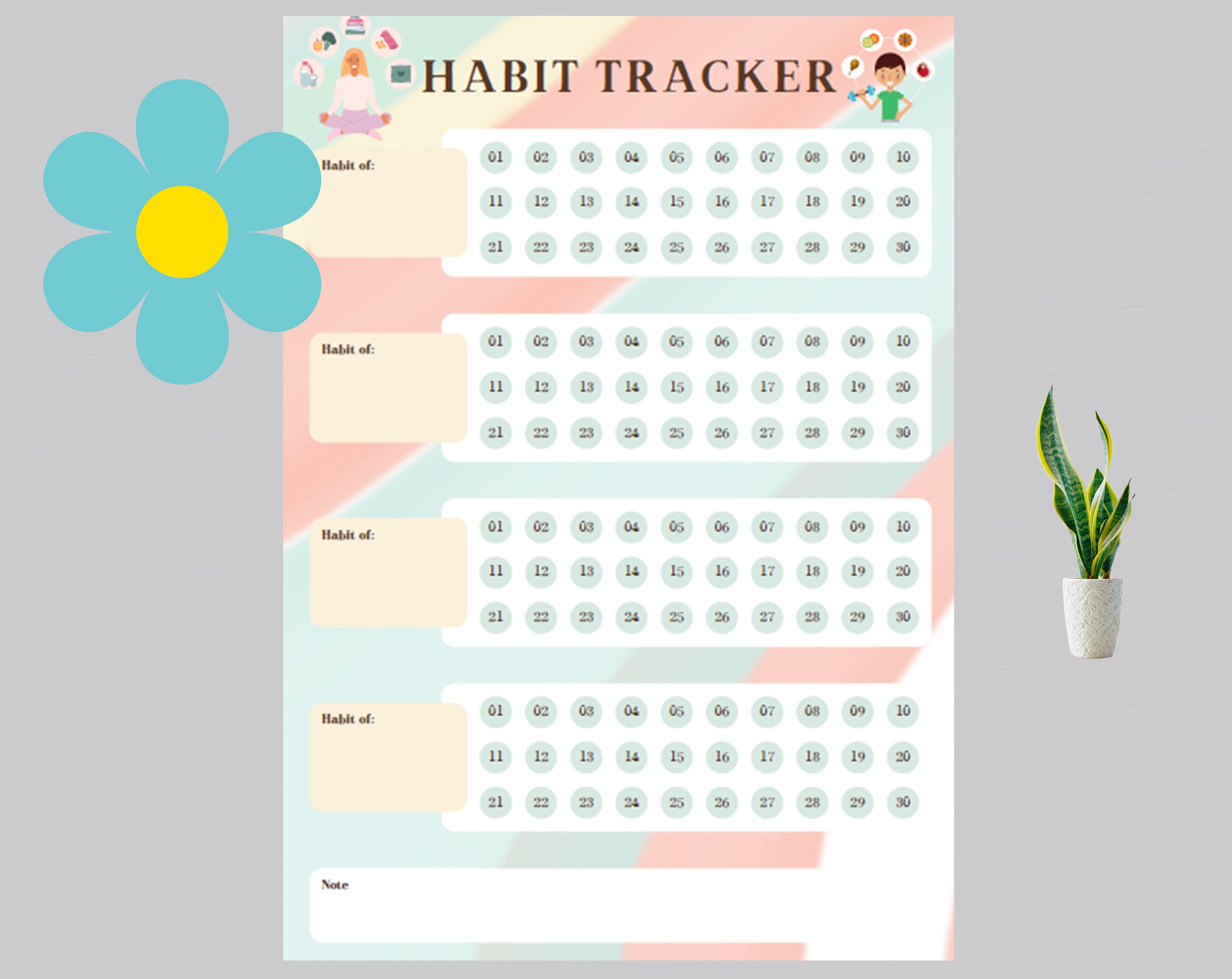 Monthly Habit Tracker Printable | Daily Habit Tracker | Habit Tracker ...