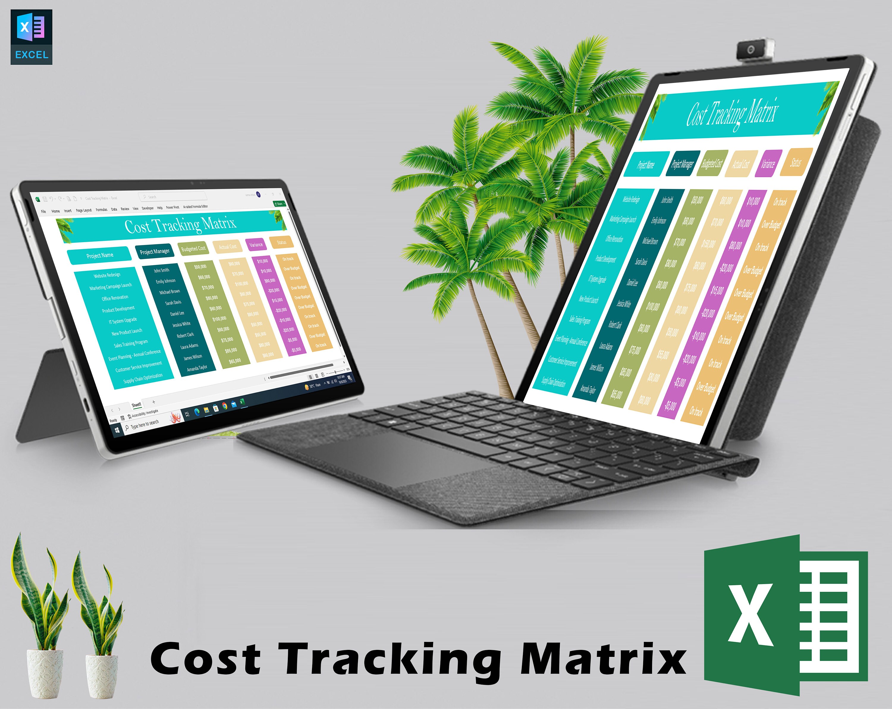 Cost Tracking Matrix Editable Template Cost Control Matrix Cost ...