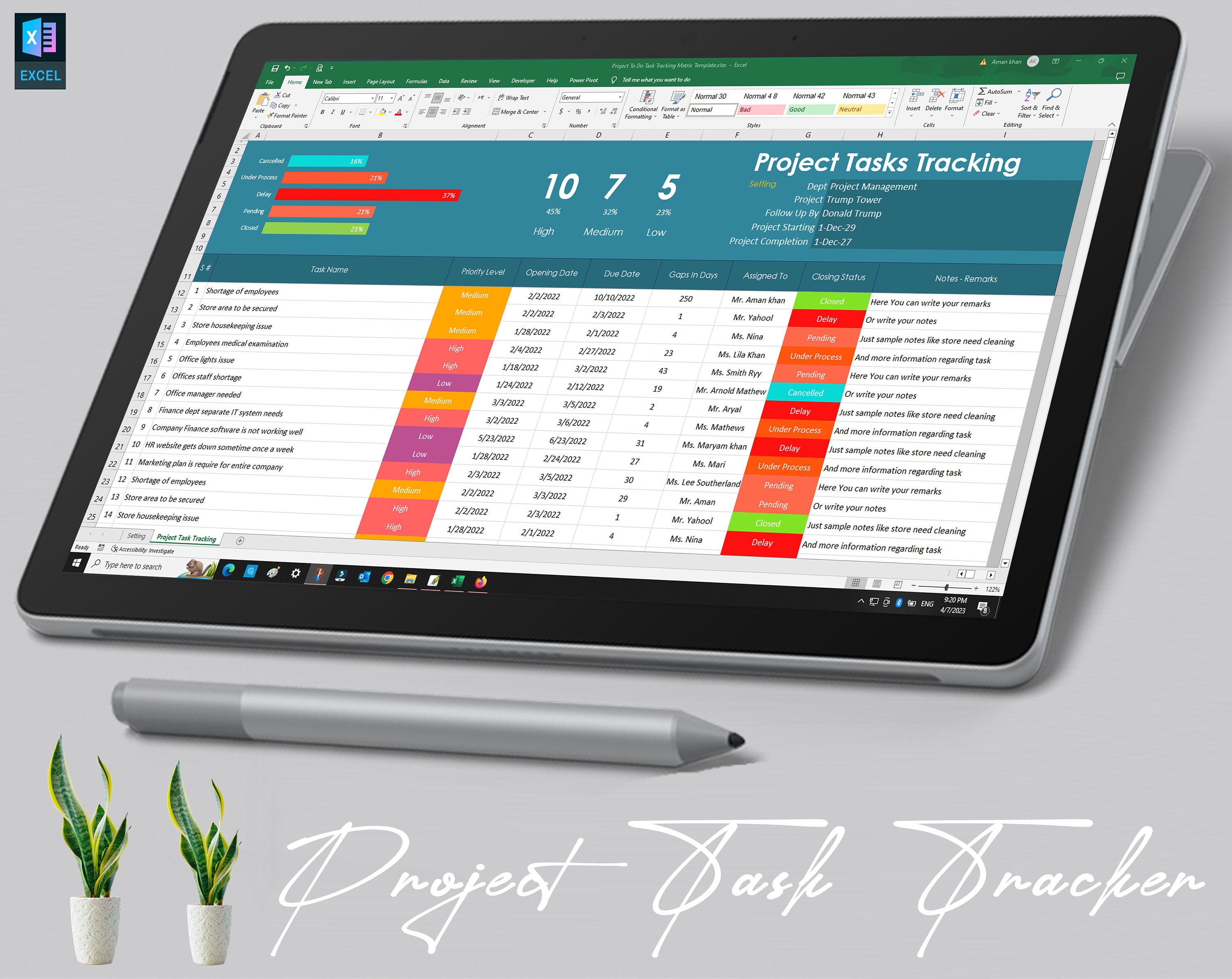 Project Tasks & Jobs Tracker Task Tracker Project Spreadsheet Project ...