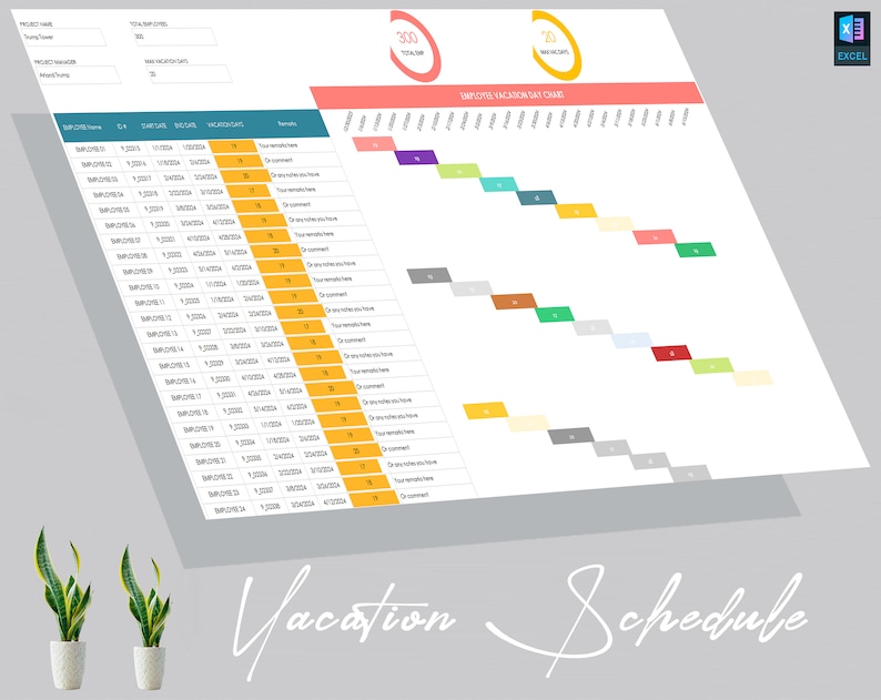 Employees Vacation Schedule Template | Vacation Tracking | Leave ...