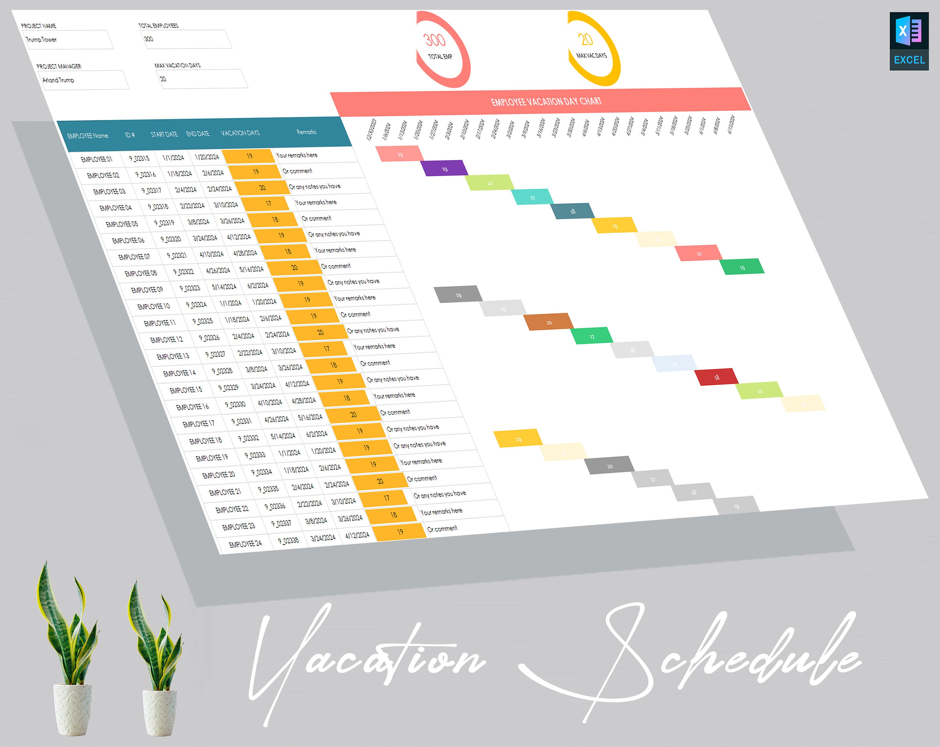 Employees Vacation Schedule Template | Vacation Tracking | Leave ...