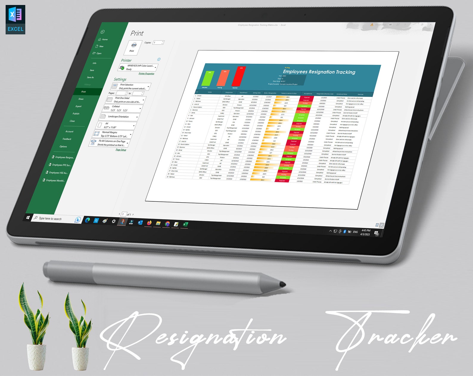 Employee Resignation Tracking Matrix Template | Human Resources ...