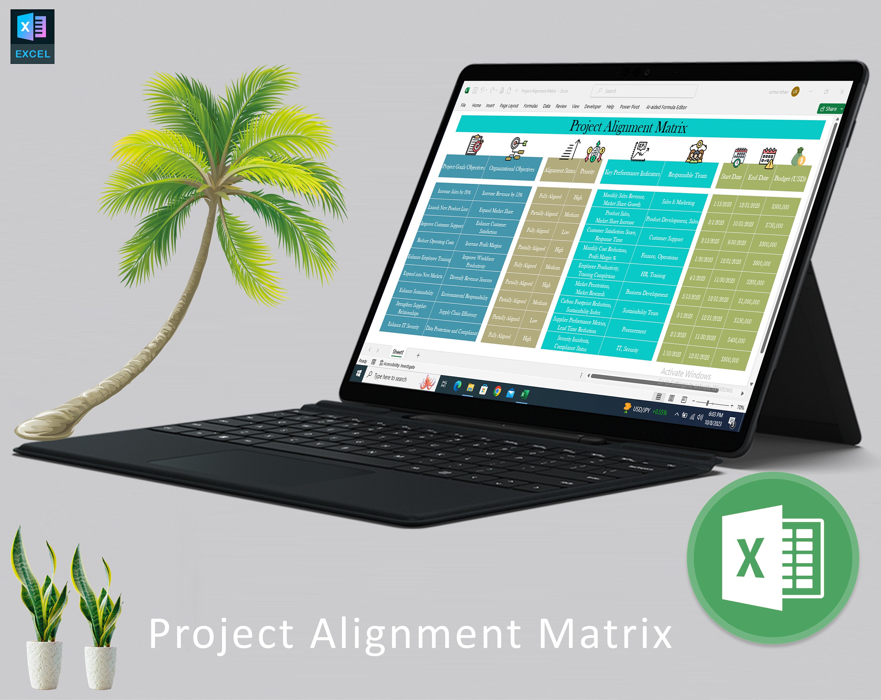 Project Alignment Matrix Project Planning Project Management Tool Task ...