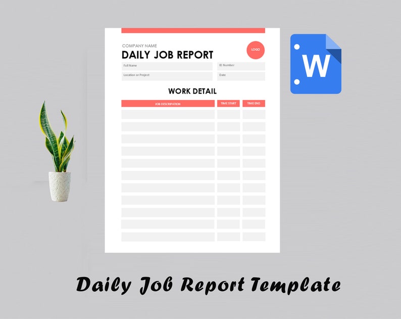 Printable Daily Job Report Template | Daily Productivity | Daily Work ...