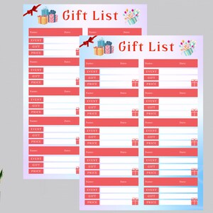 Gift List Planner Printable | Gift Tracker | Christmas Gift List | Gift ...