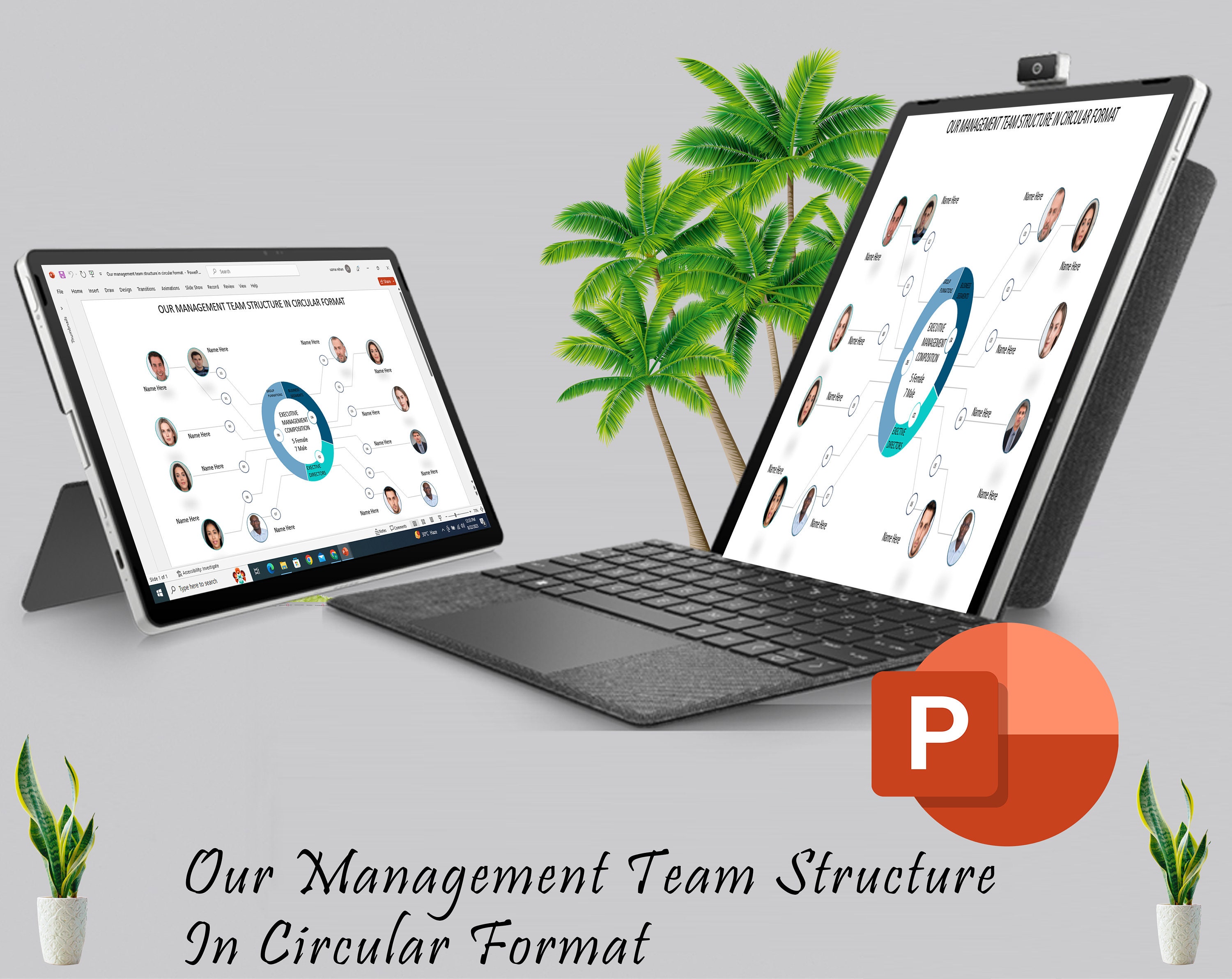 Management Team Structure in Circular Chart | Organization Chart ...