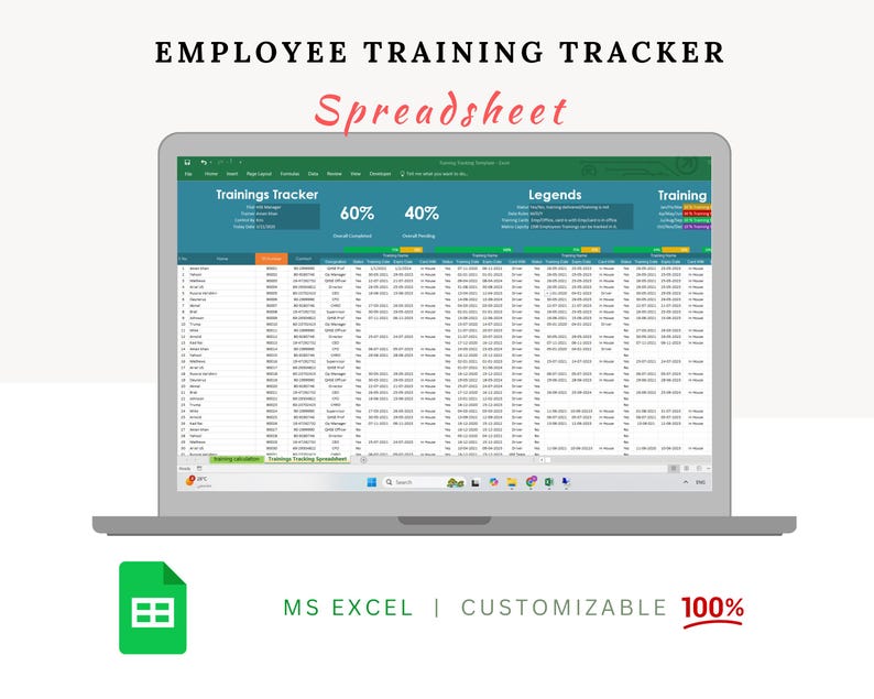 Employee Training Tracking Template | Training Tracker | Training ...