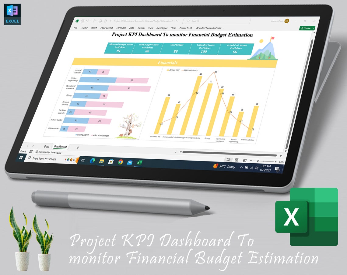 Project Budget Monitoring Dashboard Project Management Tools Project ...