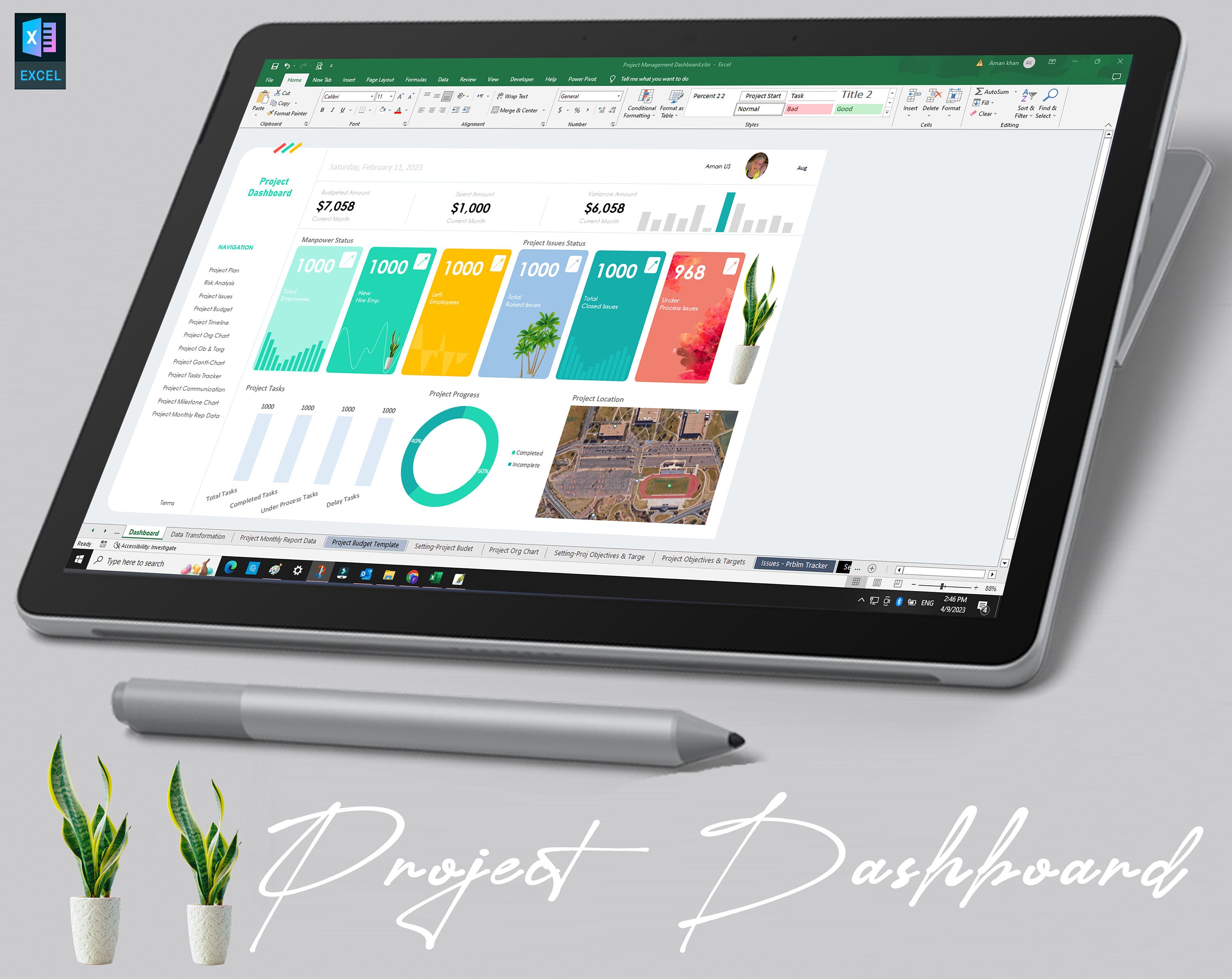 Project Dashboard | Project Management Template in Microsoft Excel ...