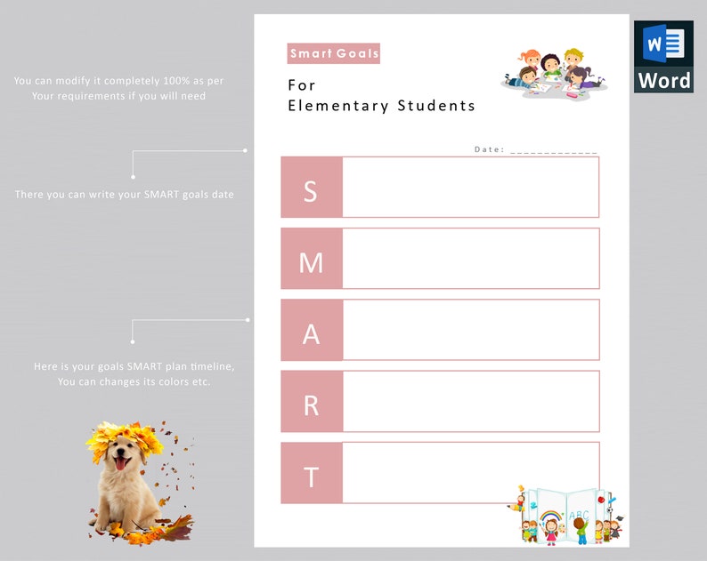 Elementary School Student SMART Goals Template Student Digital Planner ...