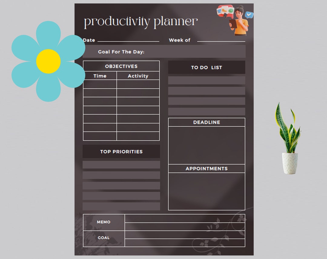 Productivity Planner Printable | Productivity Digital Planner ...