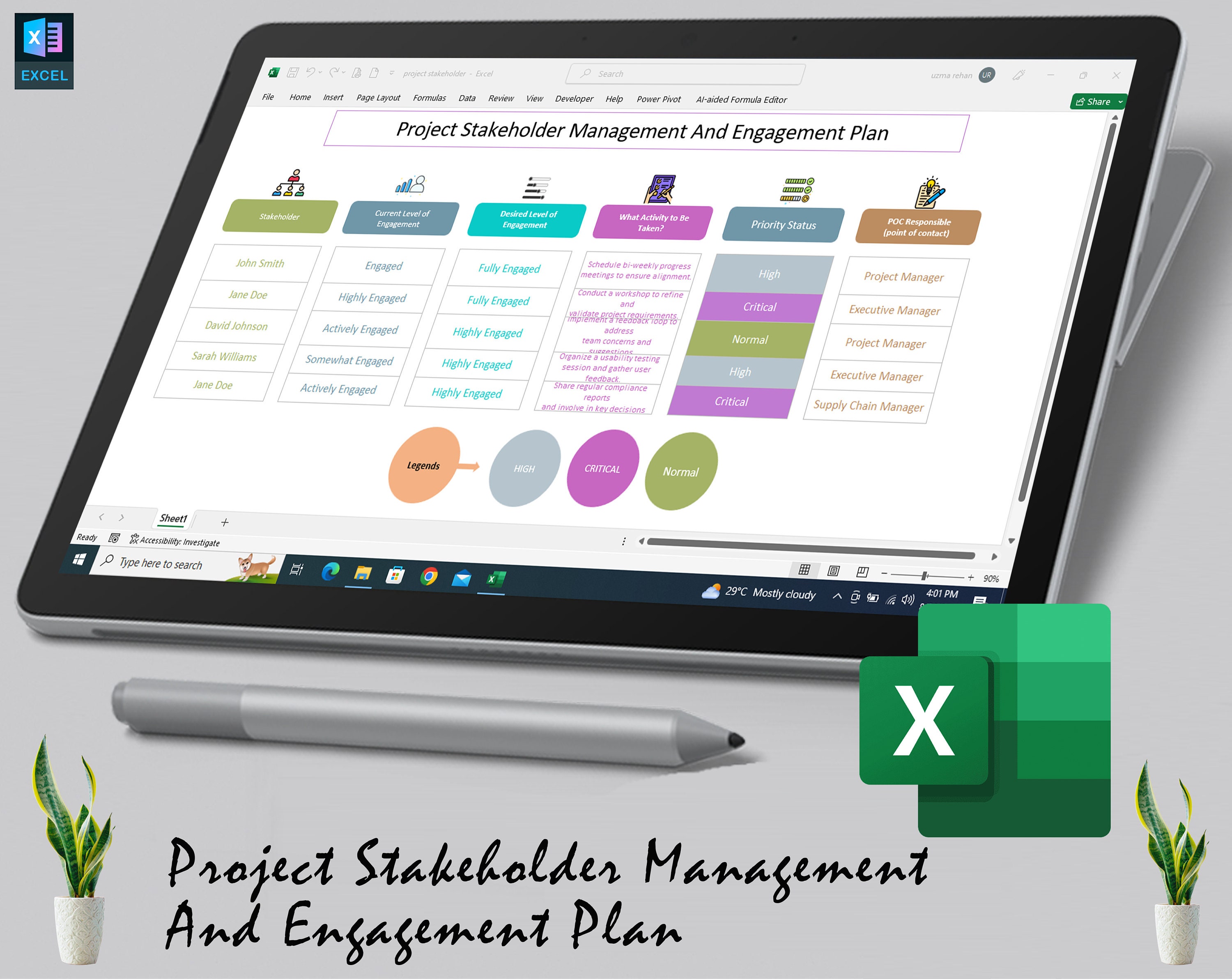 Project Stakeholders Management & Engagement Plan Template | Project ...