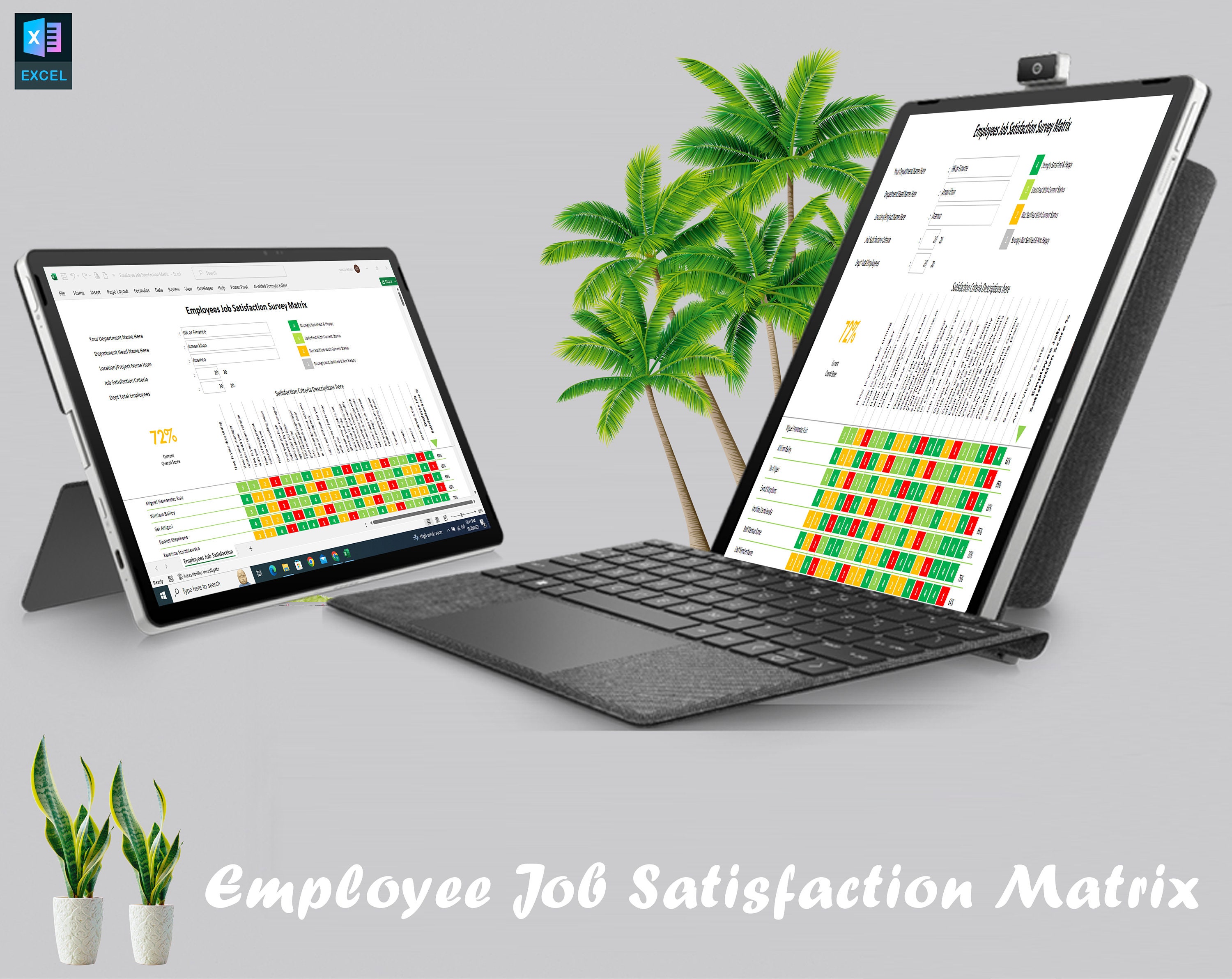 Employee Job Satisfaction Matrix Ultimate HR Excel Templates Assessment ...