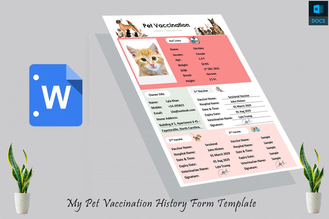 Pet Vaccination Record Template | Pet Vaccination Record Printable ...