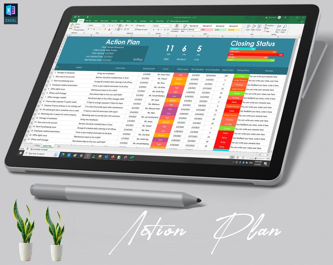 Action Plan Template | Task Tracker | Action Plan Form | Action Plan ...