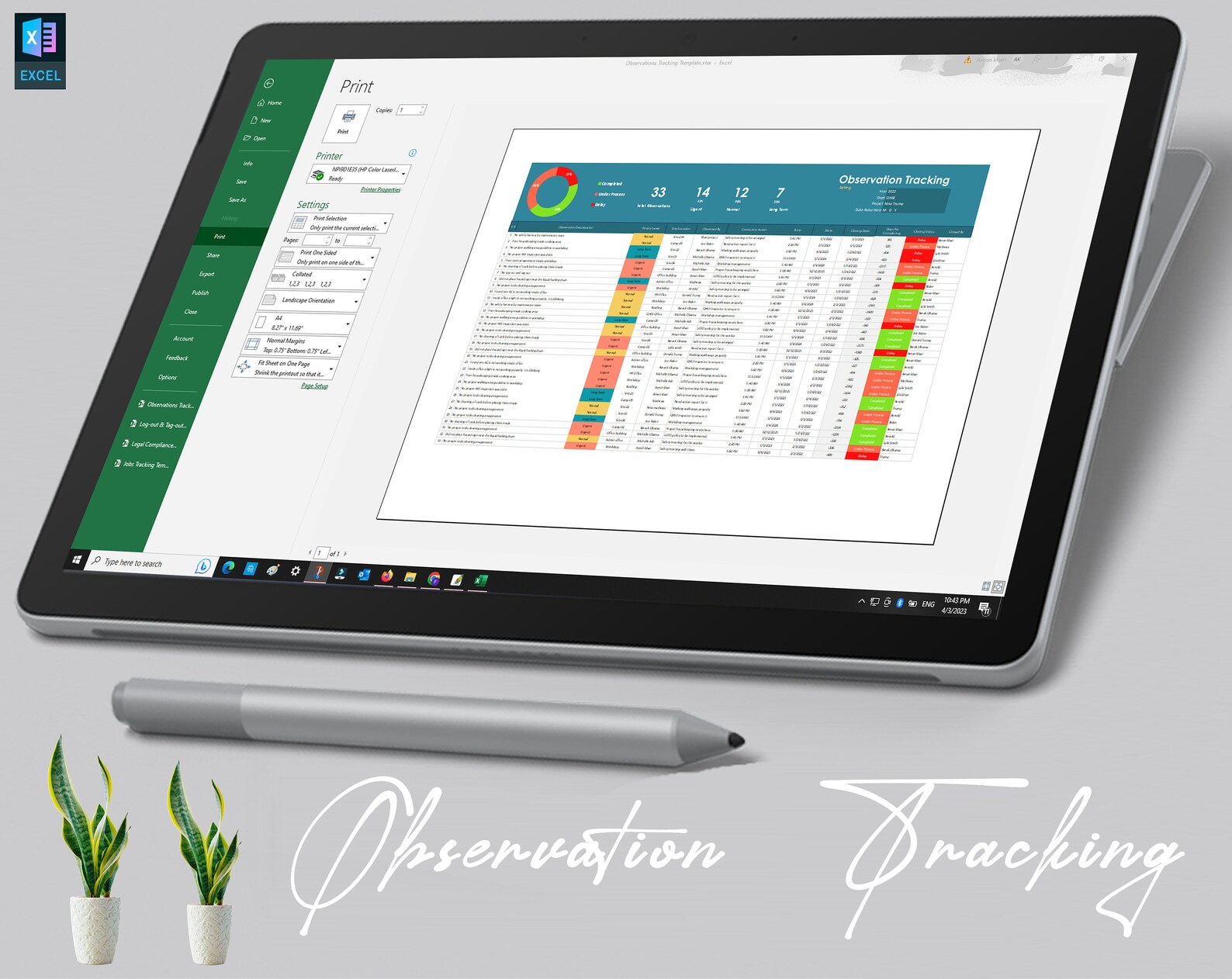 Observation Tracking Matrix Template | Health and Safety Template ...