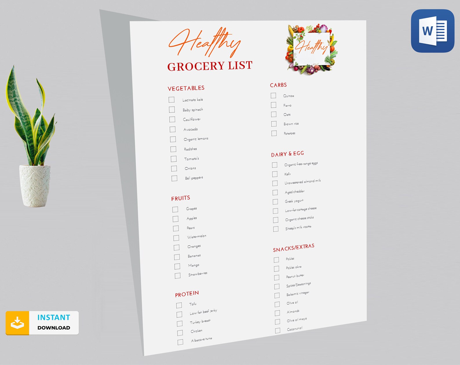 Healthy Grocery List Template Printable | Grocery List Notepad ...
