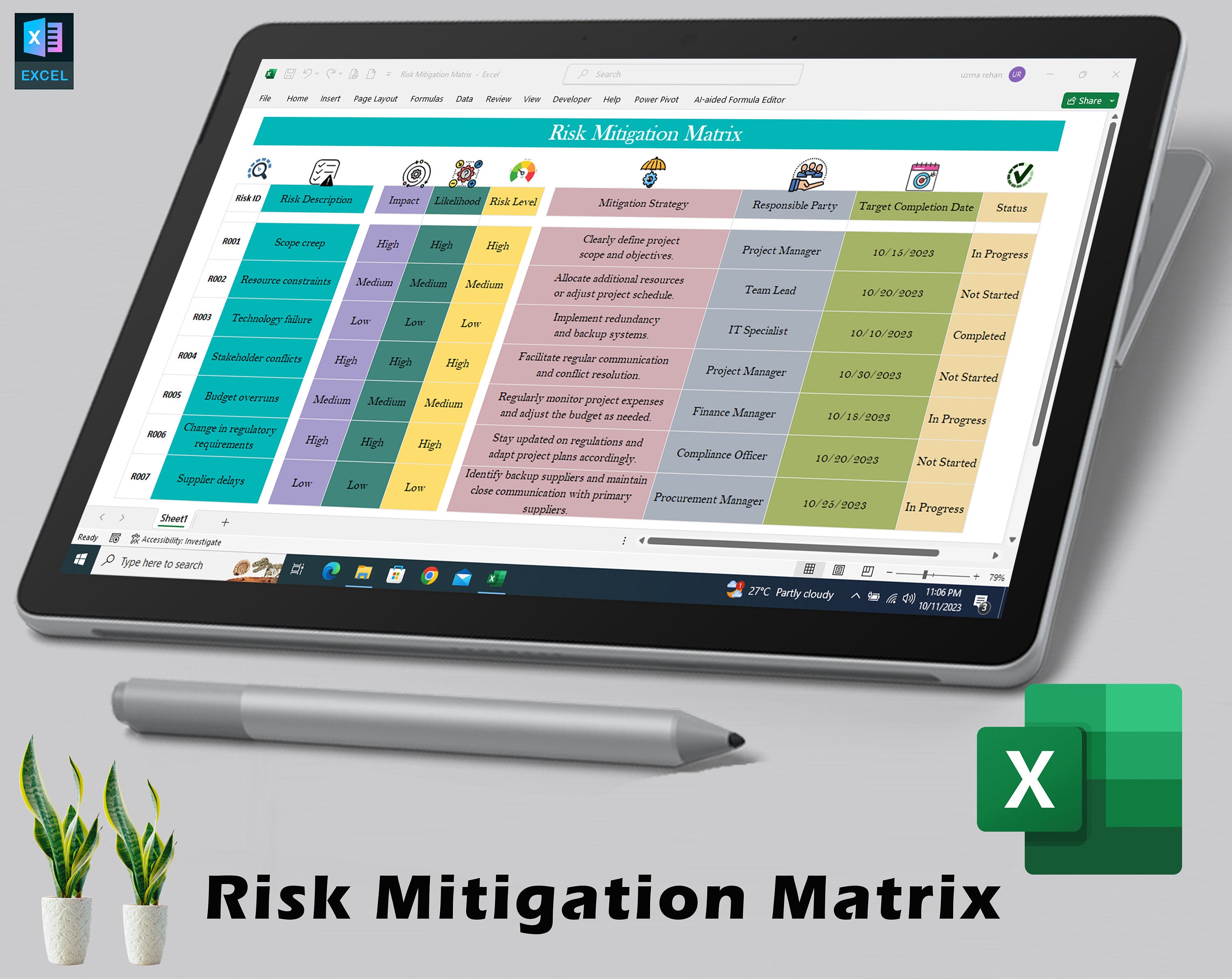 Risk Mitigation Matrix Risk Management Printable Template Business Risk ... Risk Mitigation Matrix Risk Management Printable Template Business Risk ...