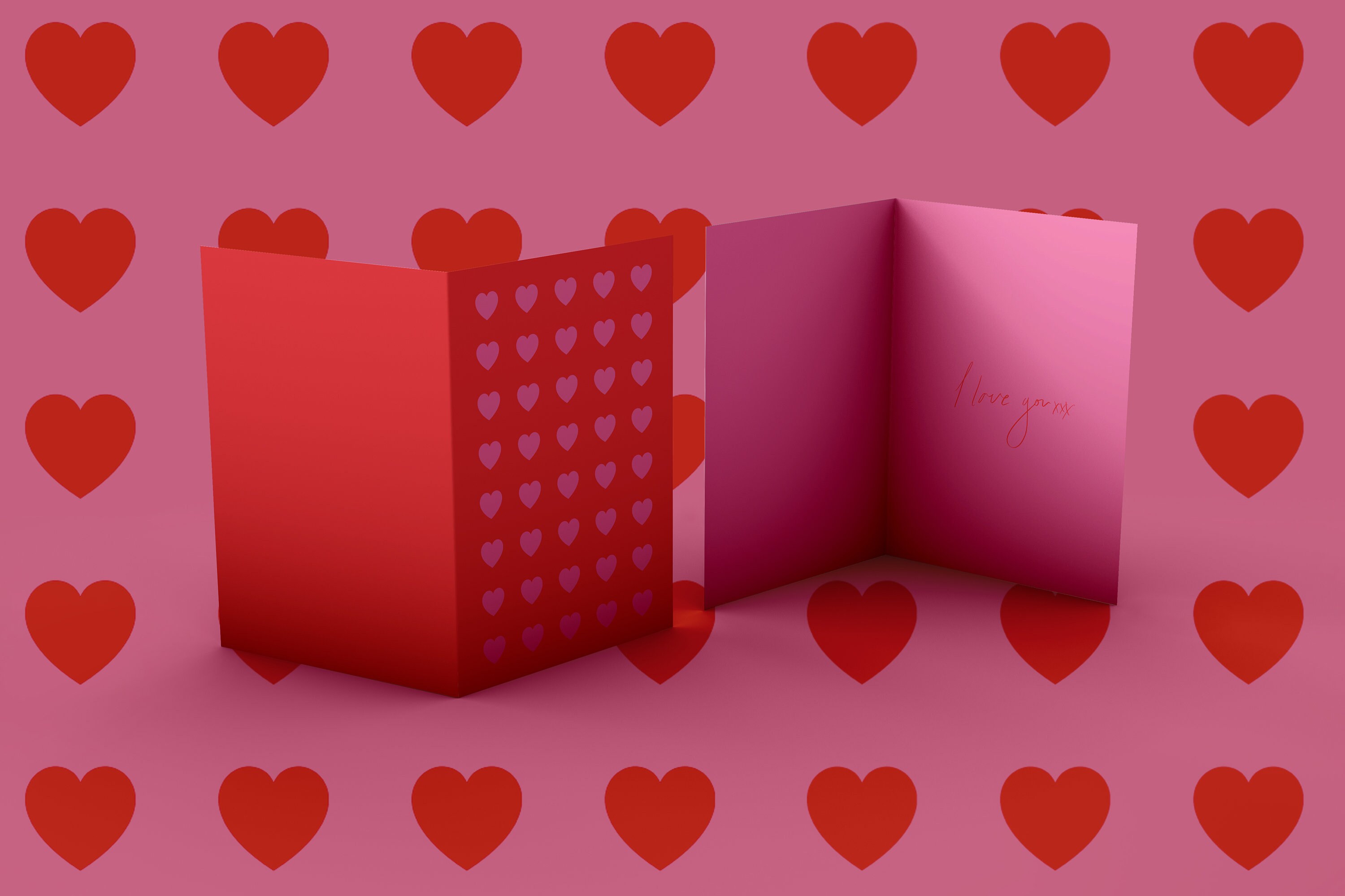 Hearts Valentine's Day Card Printable Cards Modern - Etsy