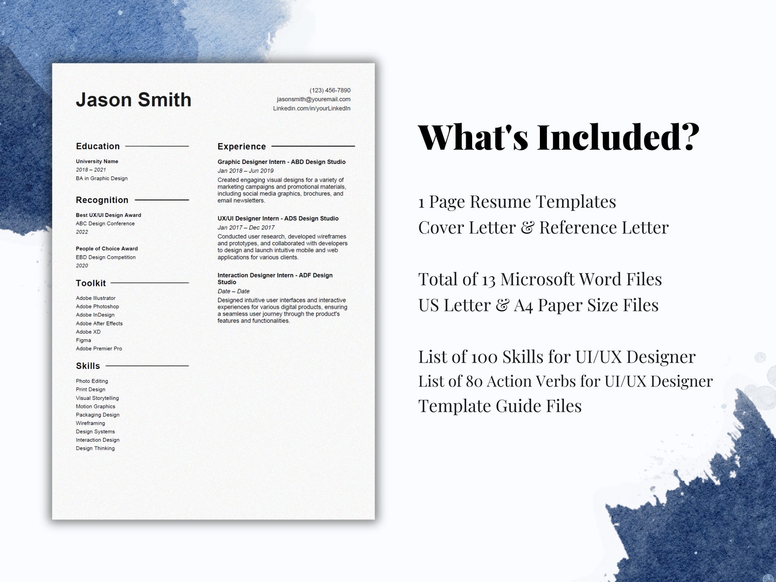 Simple UI/UX Designer Resume Template | Cover Letter and References for ...