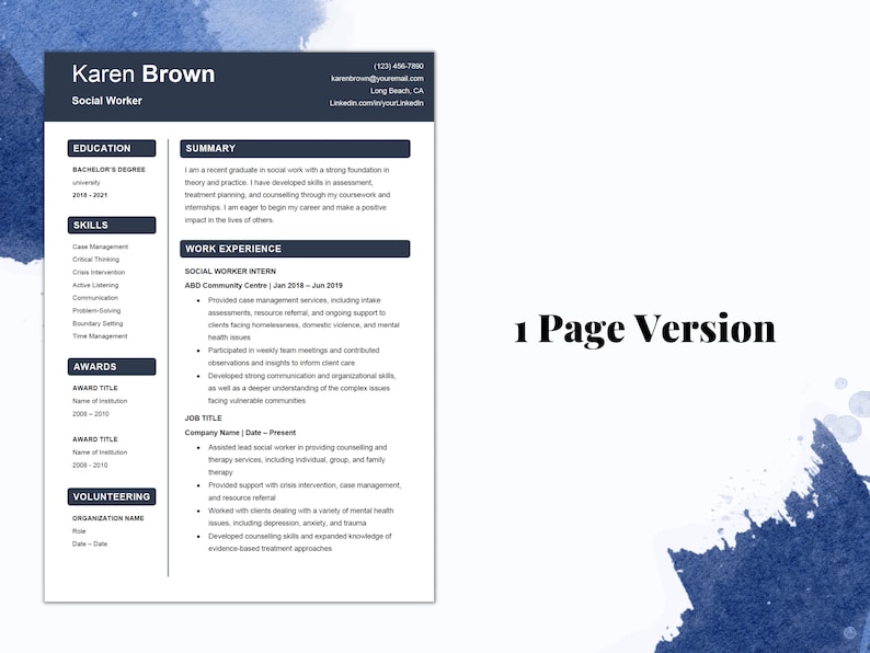 Simple Resume Template for Word, Cover Letter, References MS Word ...