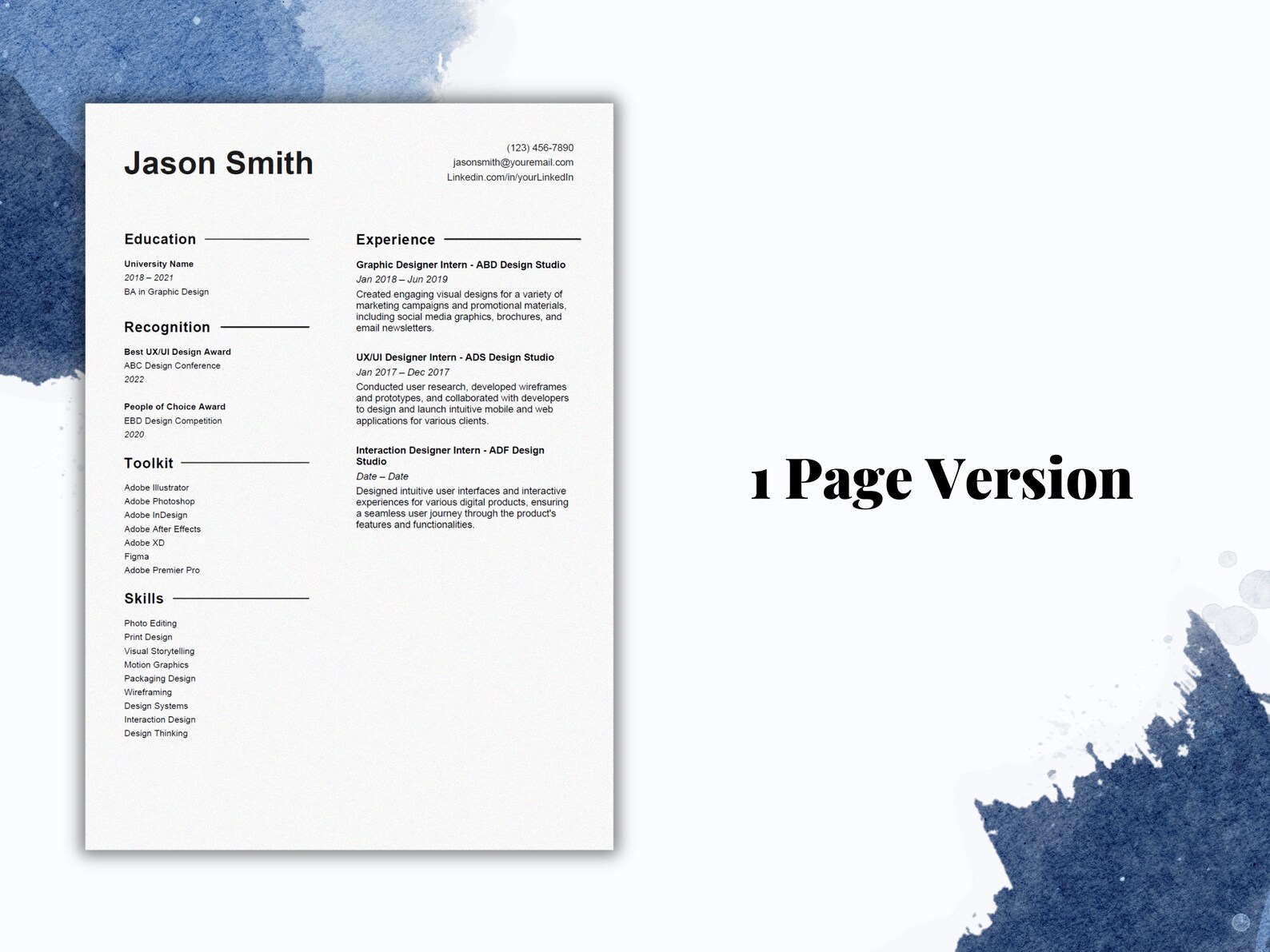 Simple UI/UX Designer Resume Template | Cover Letter and References for ...