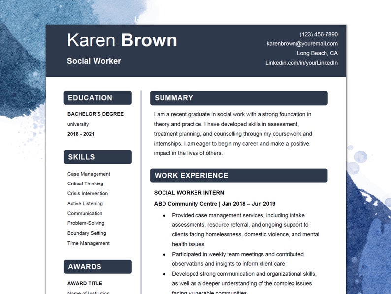 Simple Resume Template for Word, Cover Letter, References MS Word ...