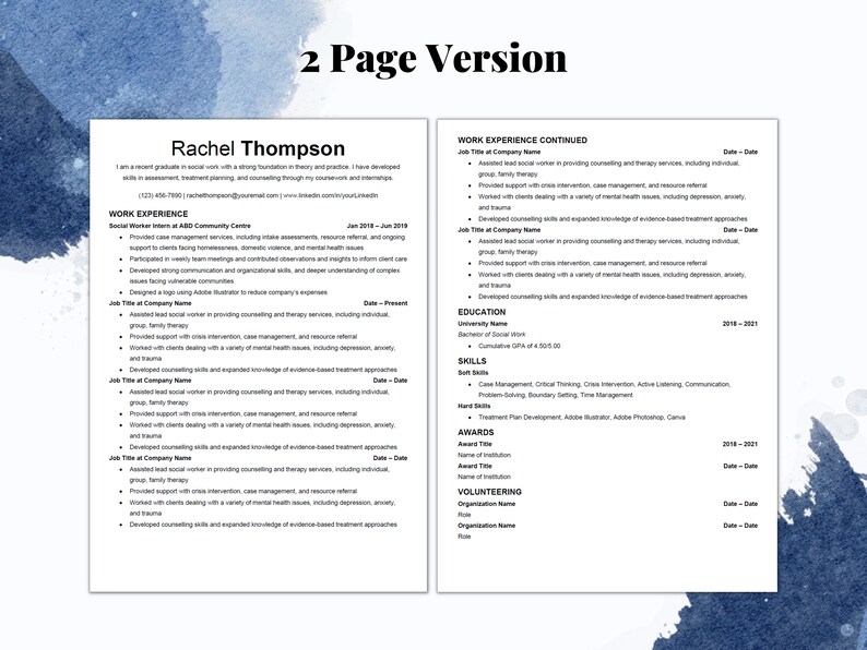 Simple ATS Resume Template for Word, Cover Letter and References for ...