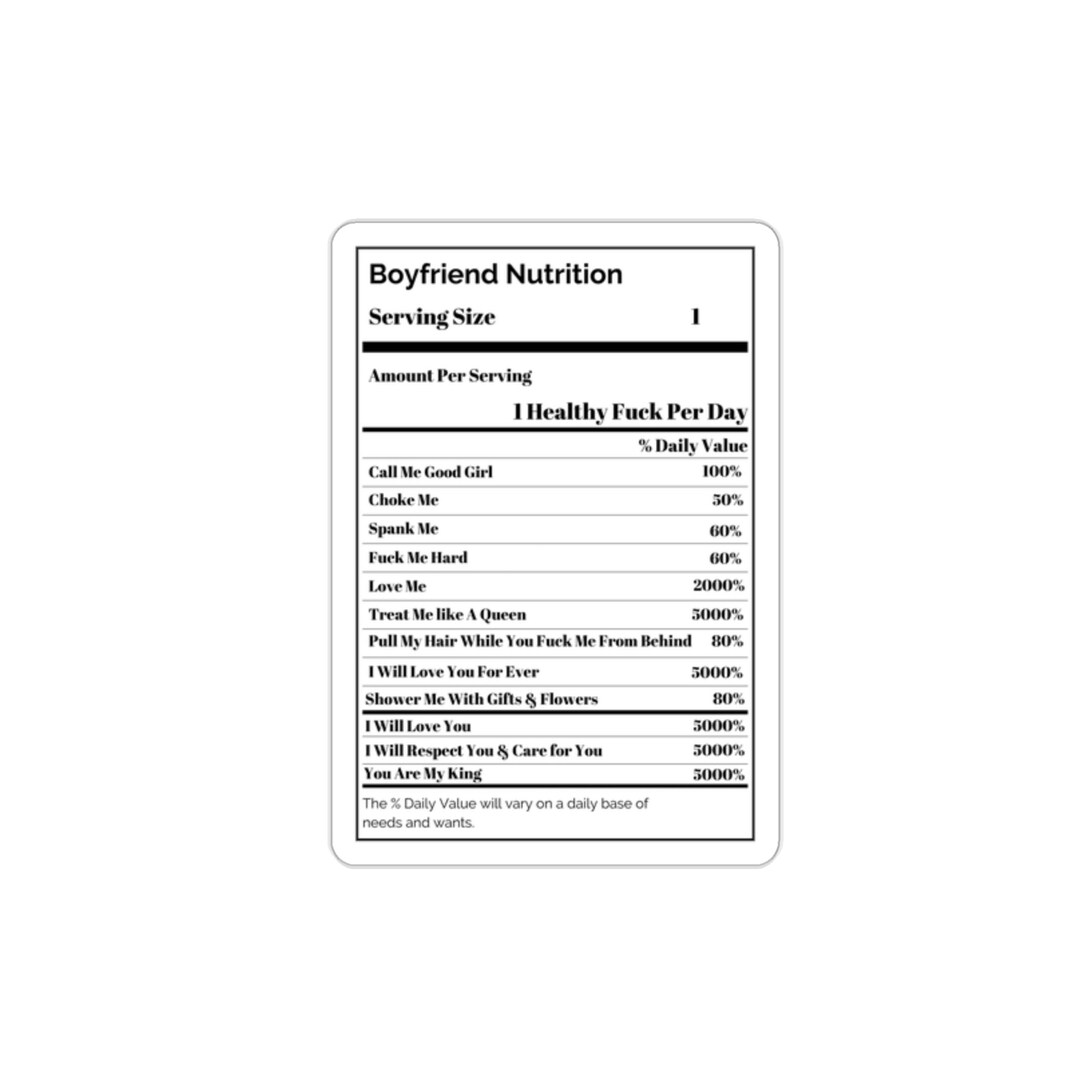 Boyfriend Nutrition Label Die-cut Stickers | Smut Reader | Smutty ...