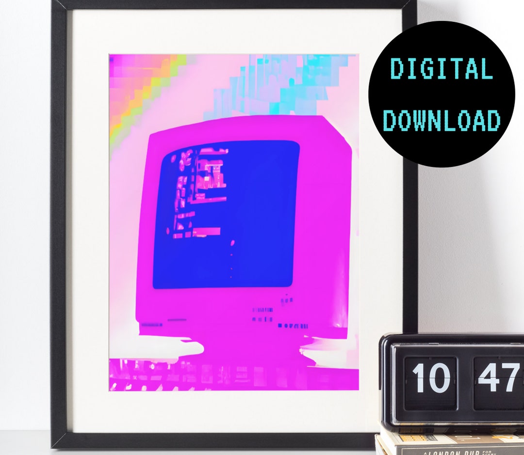 Weirdcore Retro Computer Screen Digital Print Artneon Colour Home Decor ...