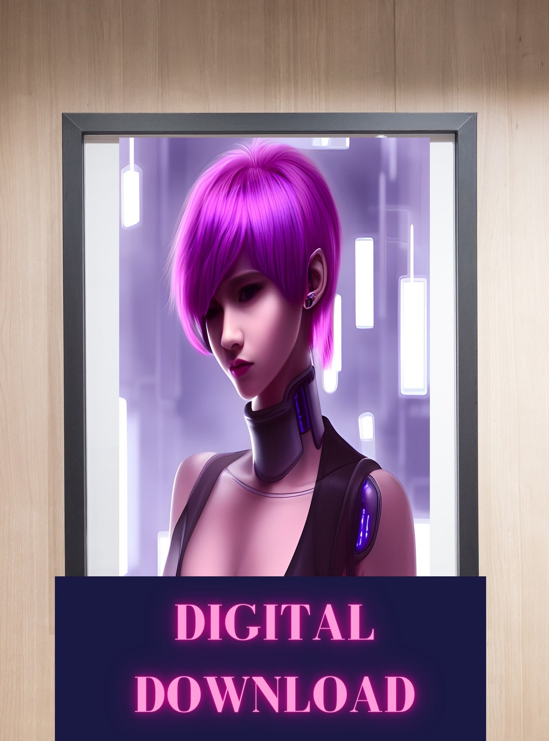 Cyberpunk Android Girl Portrait Cyberpunk Home Decor and Digital Print ...
