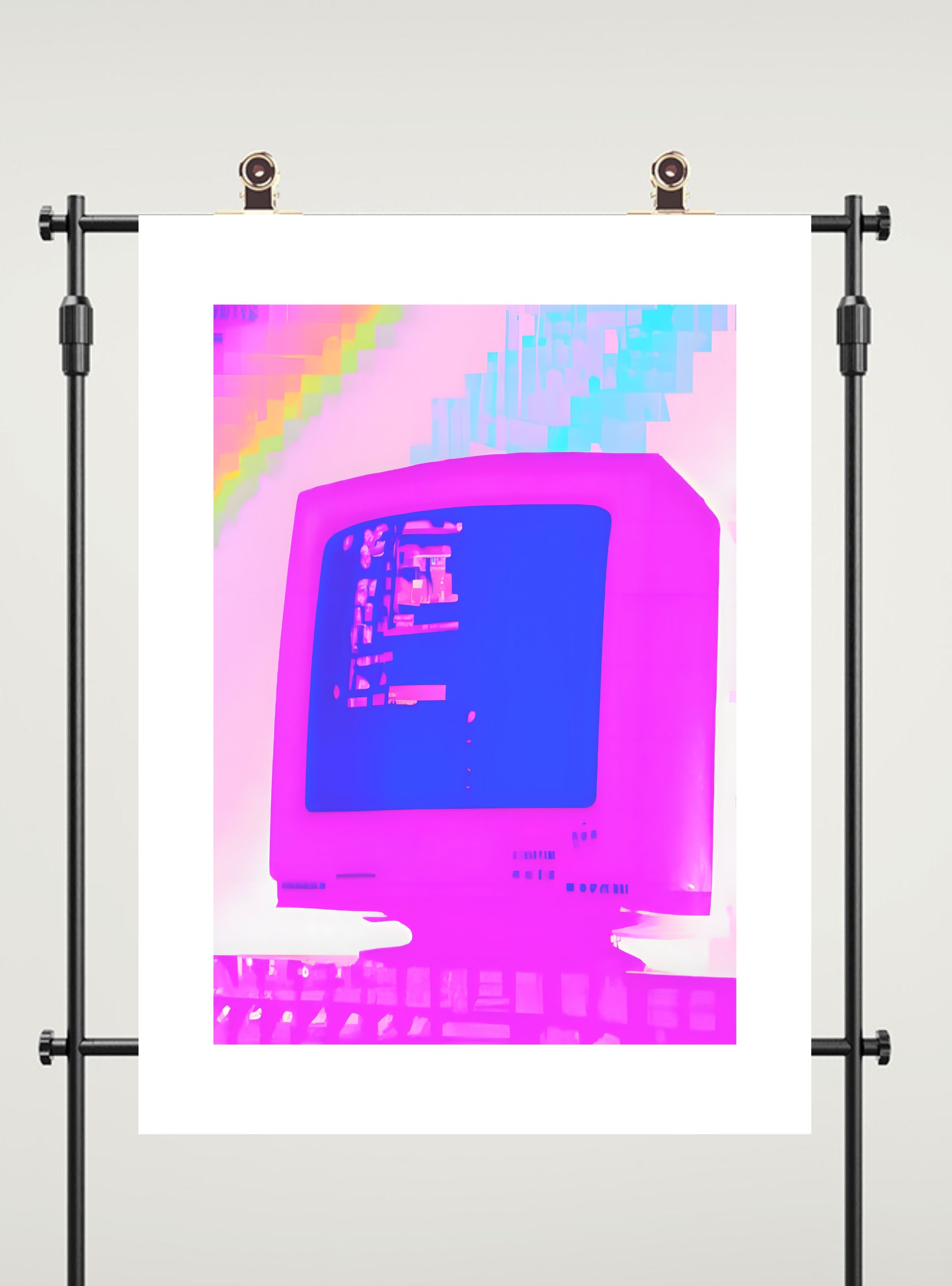 Weirdcore Retro Computer Screen Digital Print Artneon Colour Home Decor ...
