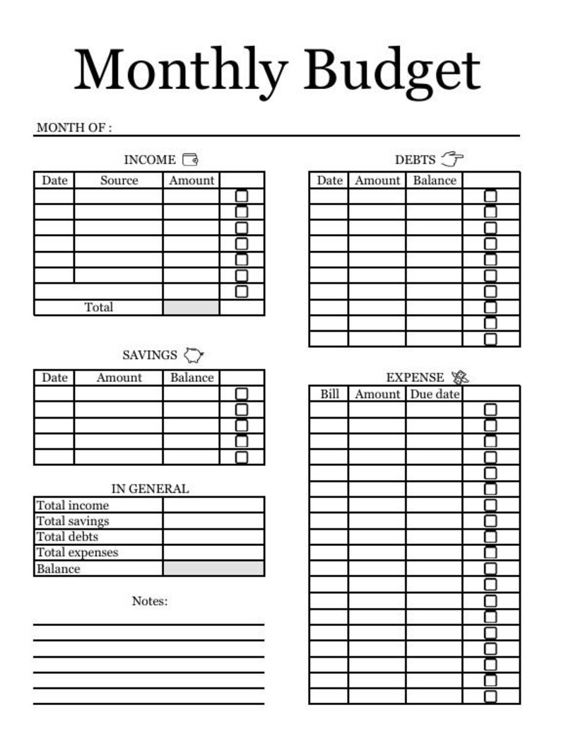 Clearly Monthly Budget Template | PDF | Digital Download - Etsy